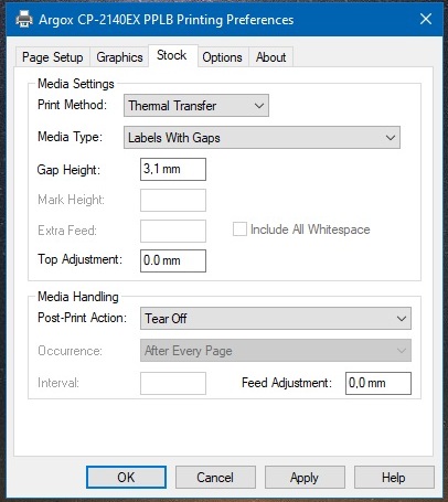 Argox Printer Setting Print Method Media Type - Argox Barcode Label ...